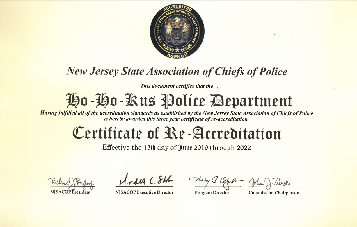 Accreditation – Ho-Ho-Kus Police Department